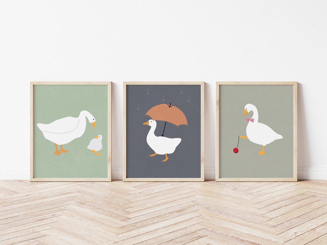 Cute Goose Print, Digital Printable Poster, Neutral Nursery Wall Decor ...