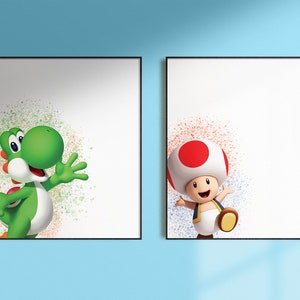 Mario Digital Wall Art, Color Splash Wall Decor, Gaming Posters, Video ...