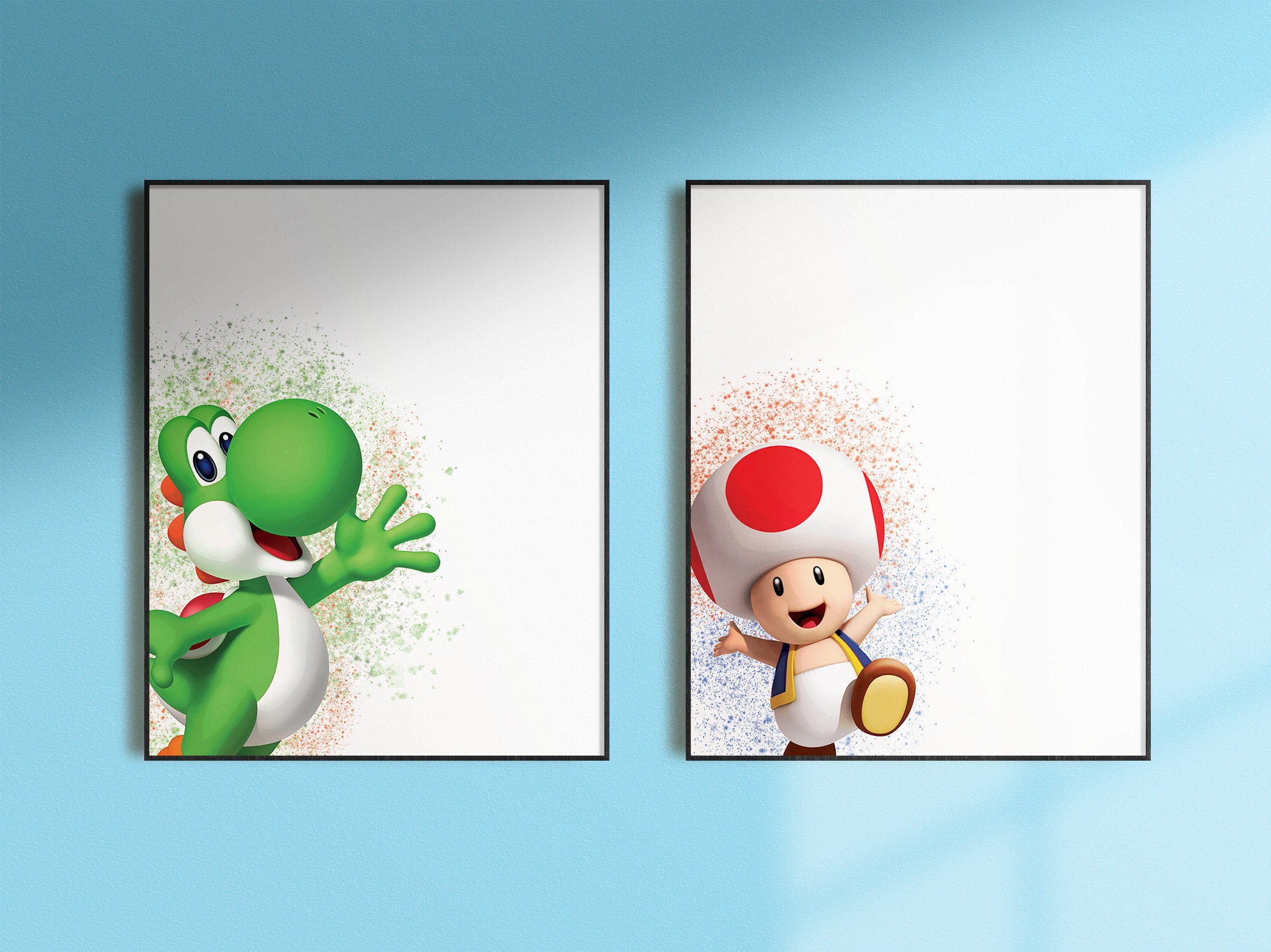 Mario Digital Wall Art Color Splash Wall Decor Gaming - Etsy