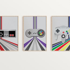 Retro Video Game Controller Wall Decor, Digital Prints, Game Room ...