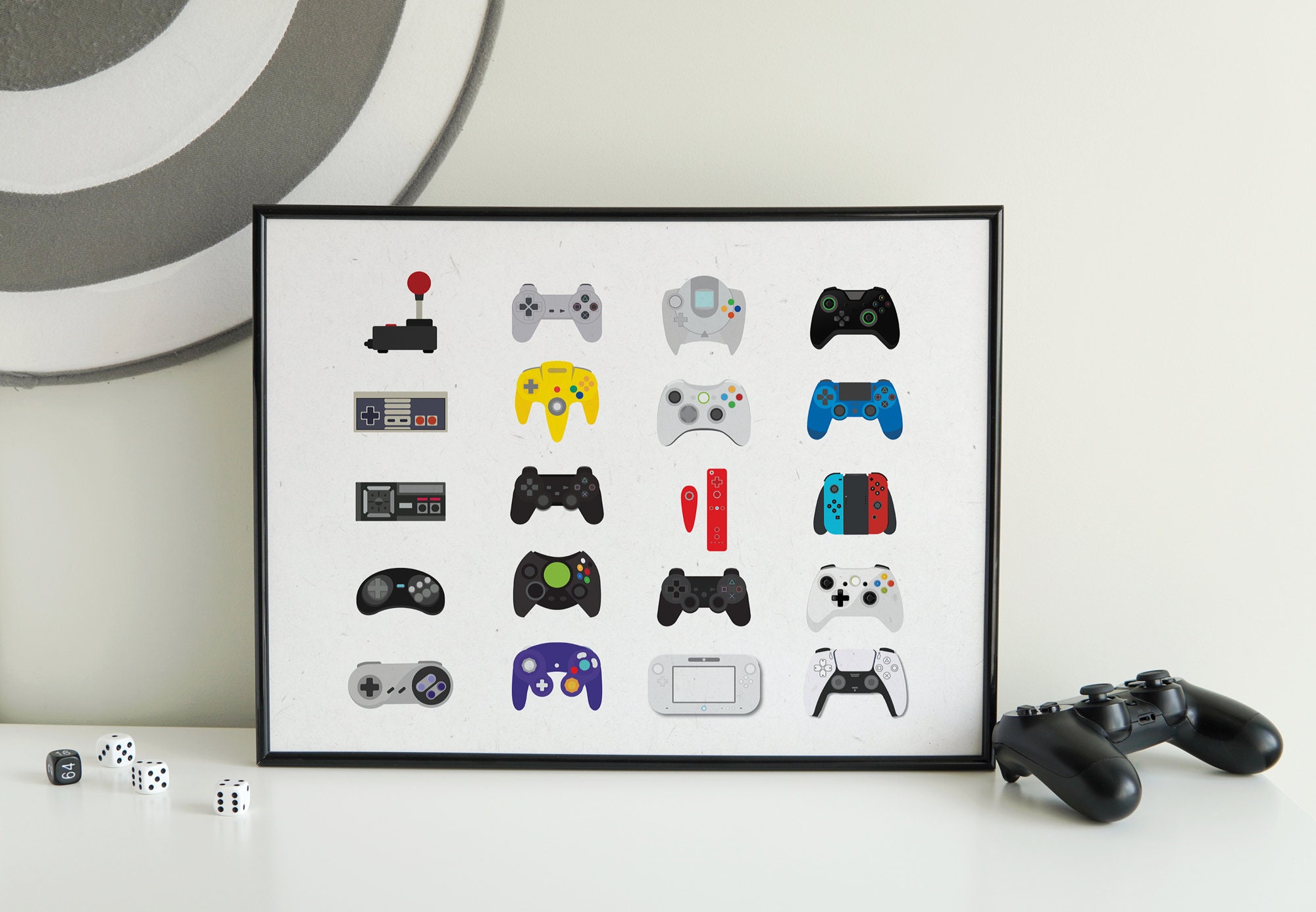 Video Game Controller Evolution Wall Decor, Digital Print, Game Room ...