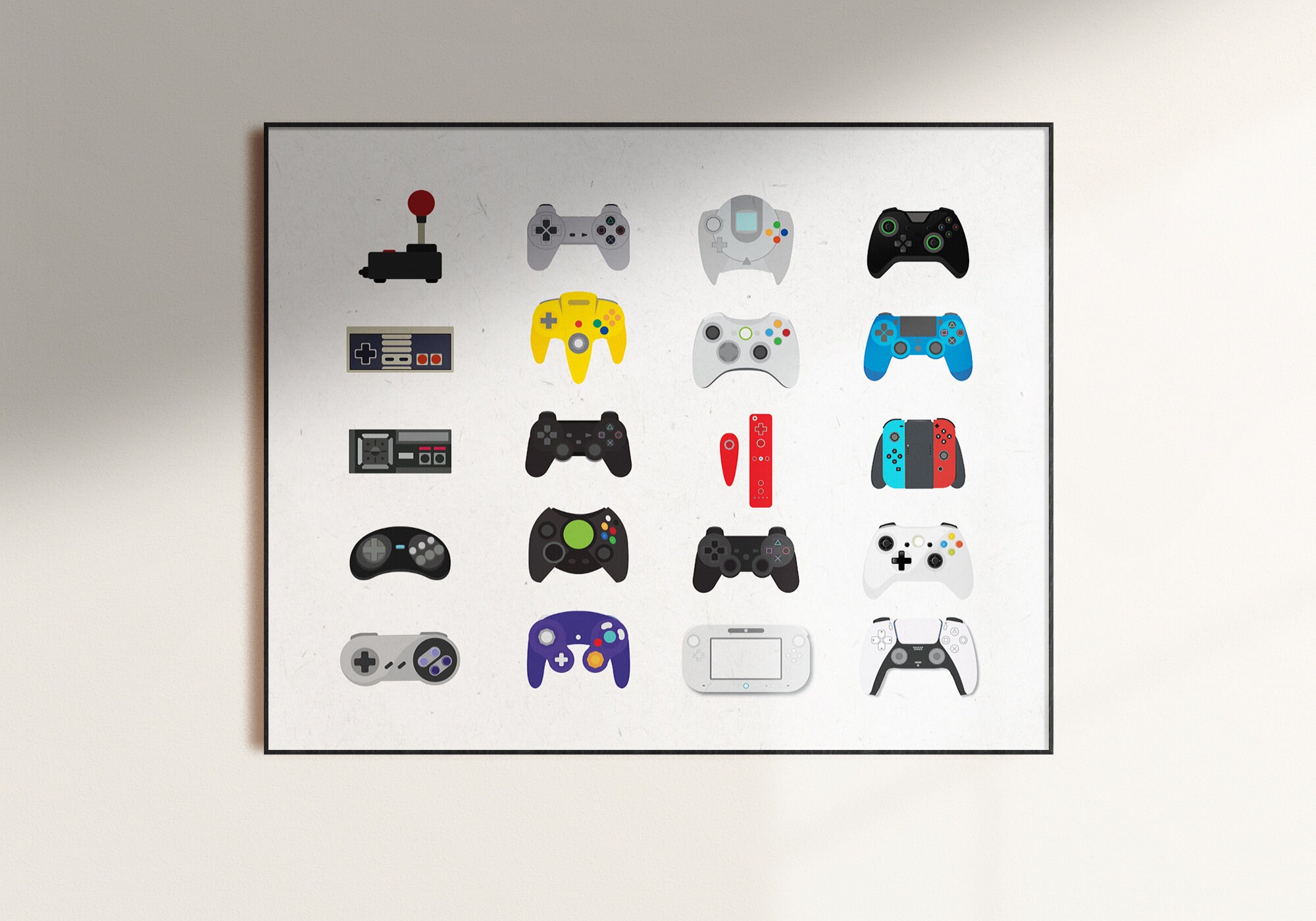 Video Game Controller Evolution Print: Retro Gaming Room Decor, Gamer ...