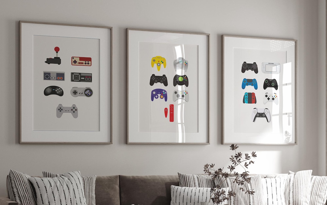 Video Game Controller Evolution Wall Decor Set, Digital Print, Game ...