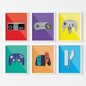 Retro Video Game Controller Wall Decor, Digital Prints, Game Room ...