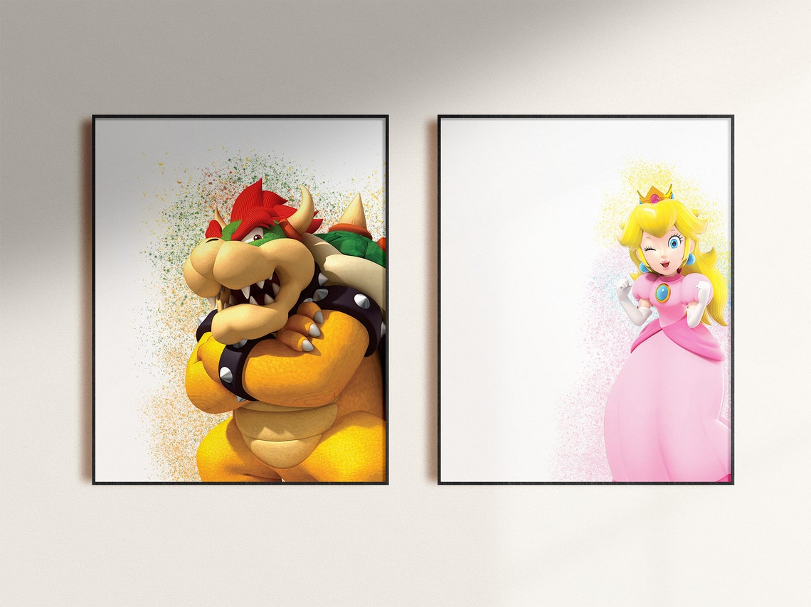 Mario Digital Wall Art Color Splash Wall Decor Gaming - Etsy
