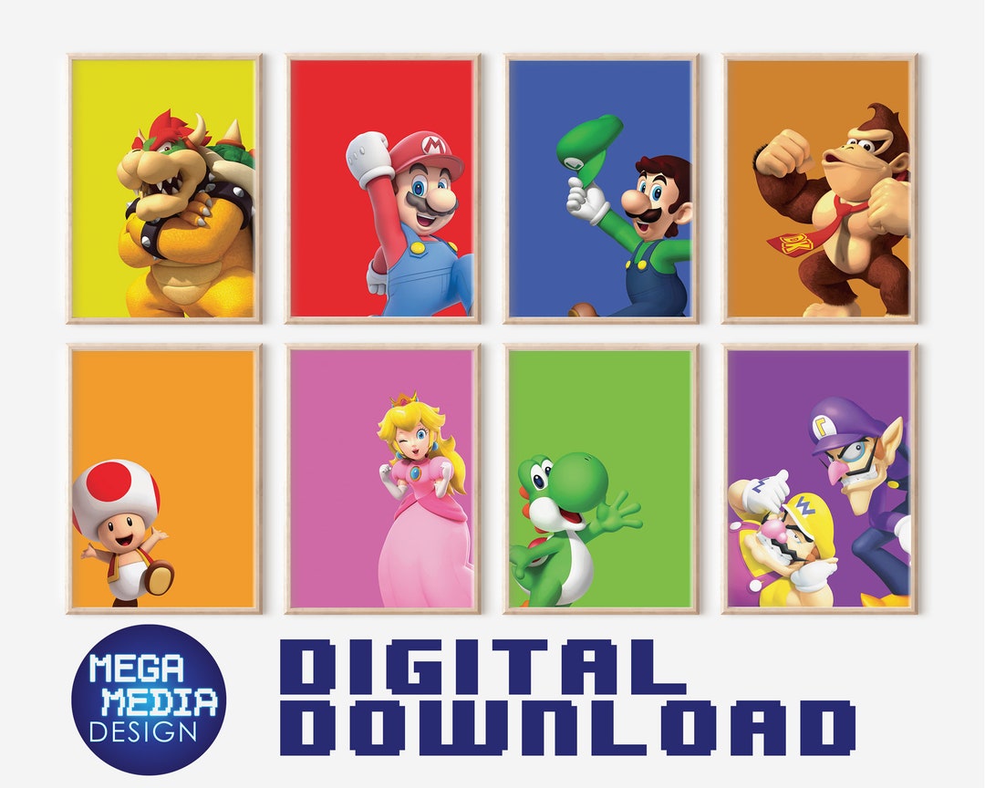 Mario Digital Wall Art, Wall Decor, Gaming Posters, Video Game Room ...