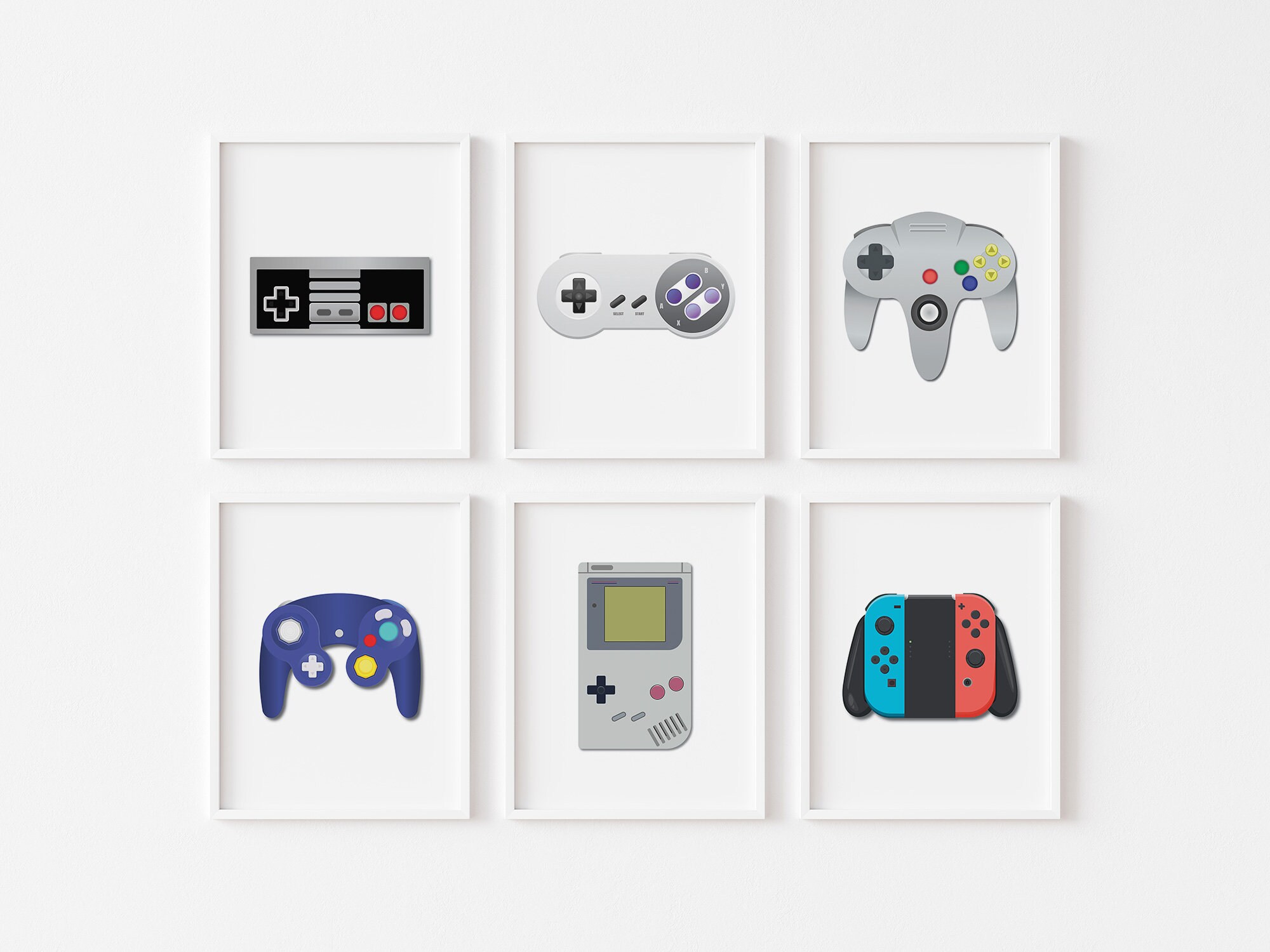 Retro Game Controller Prints: Geeky Gaming Room Wall Decor (set of 6 ...