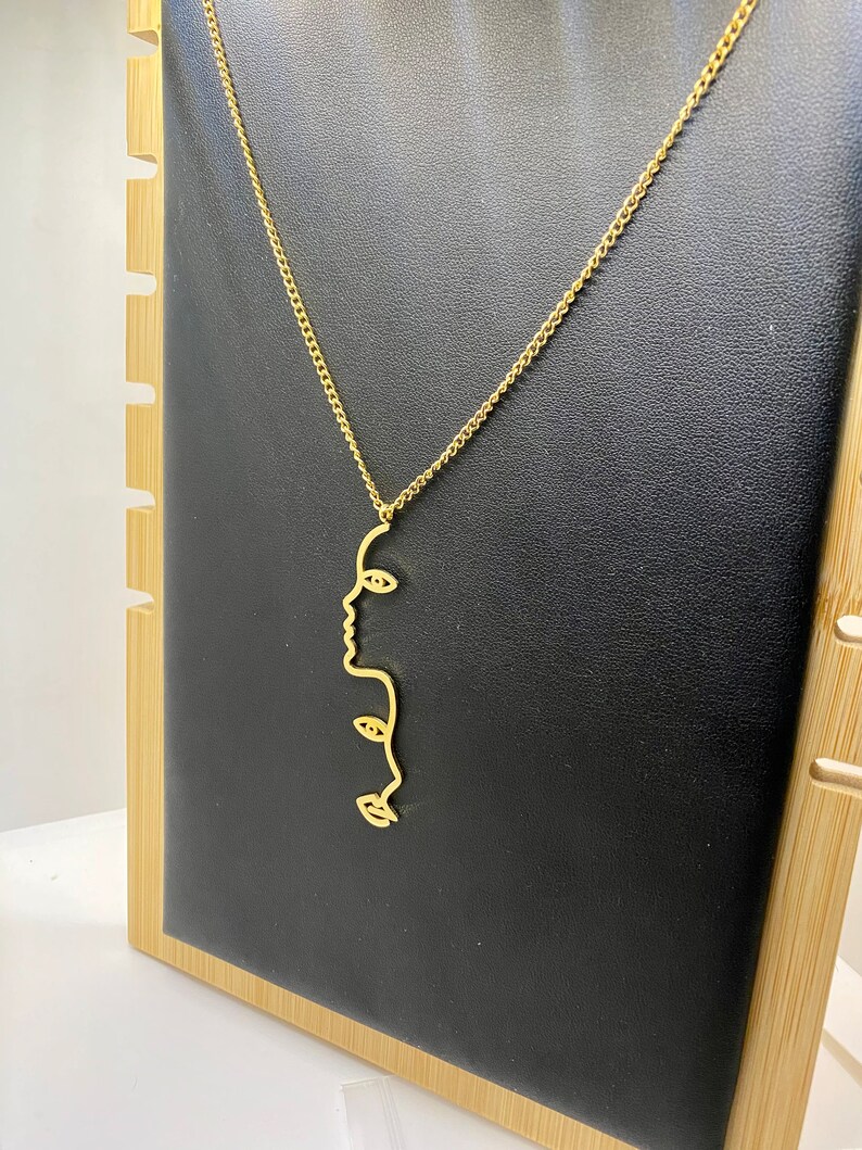 Single Line Art Necklace 18k Gold Plated Titanium Steel - Etsy