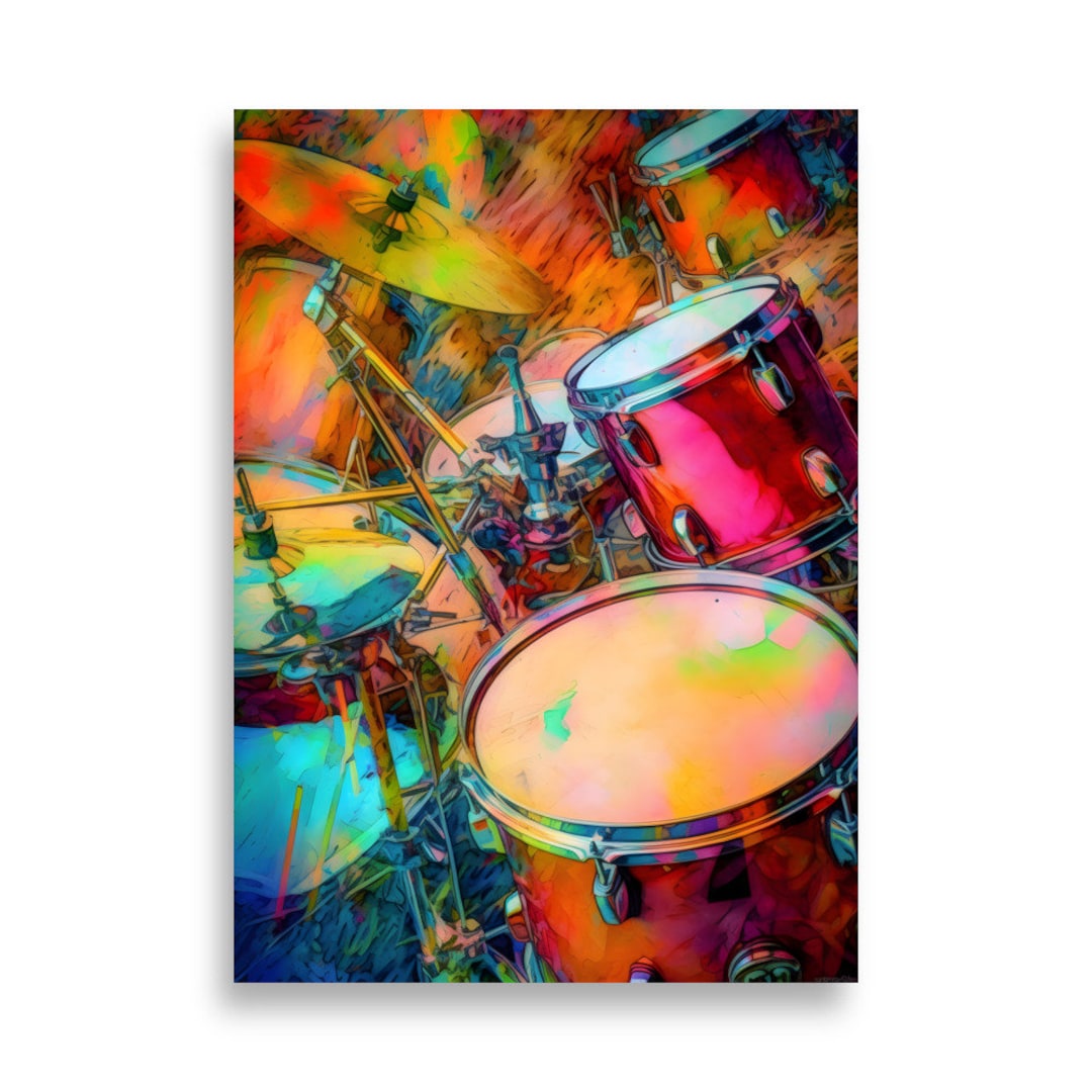 Drum Kit Poster Abstract Drum Kit Poster Drummer Wall - Etsy