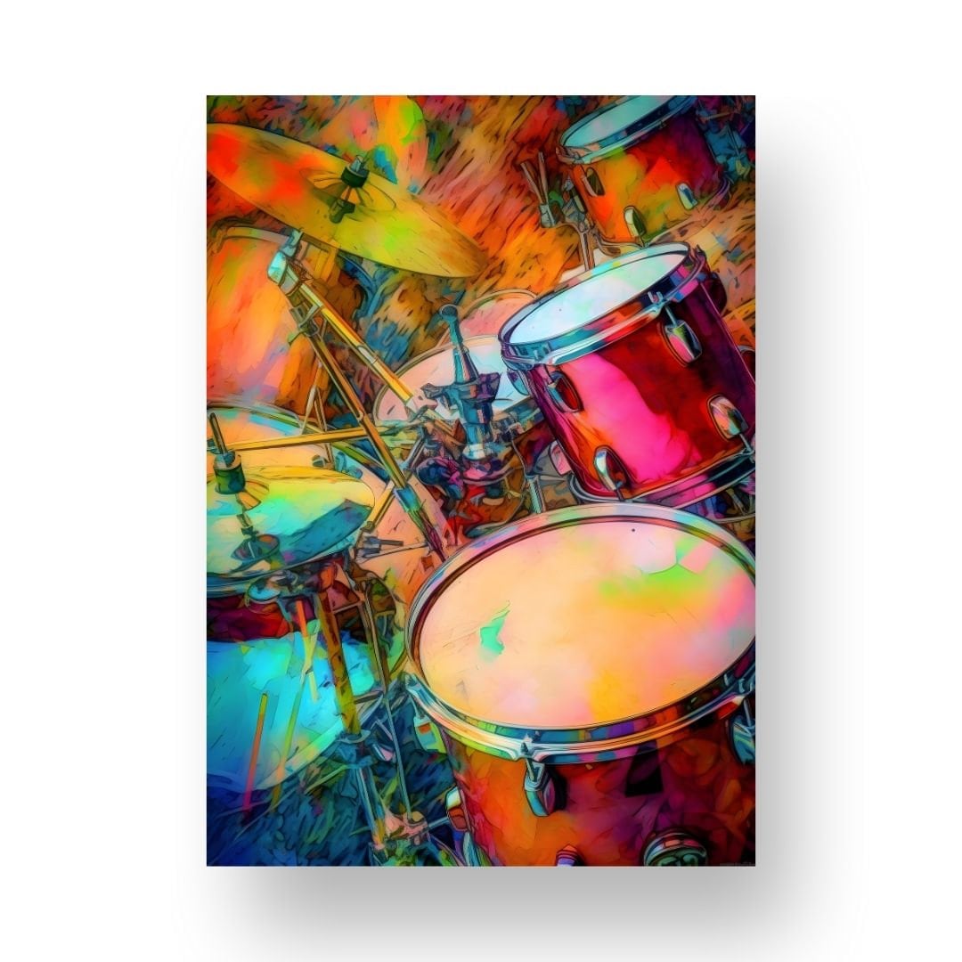 Drum Kit Poster Abstract Drum Kit Poster Drummer Wall Art Walldecor ...