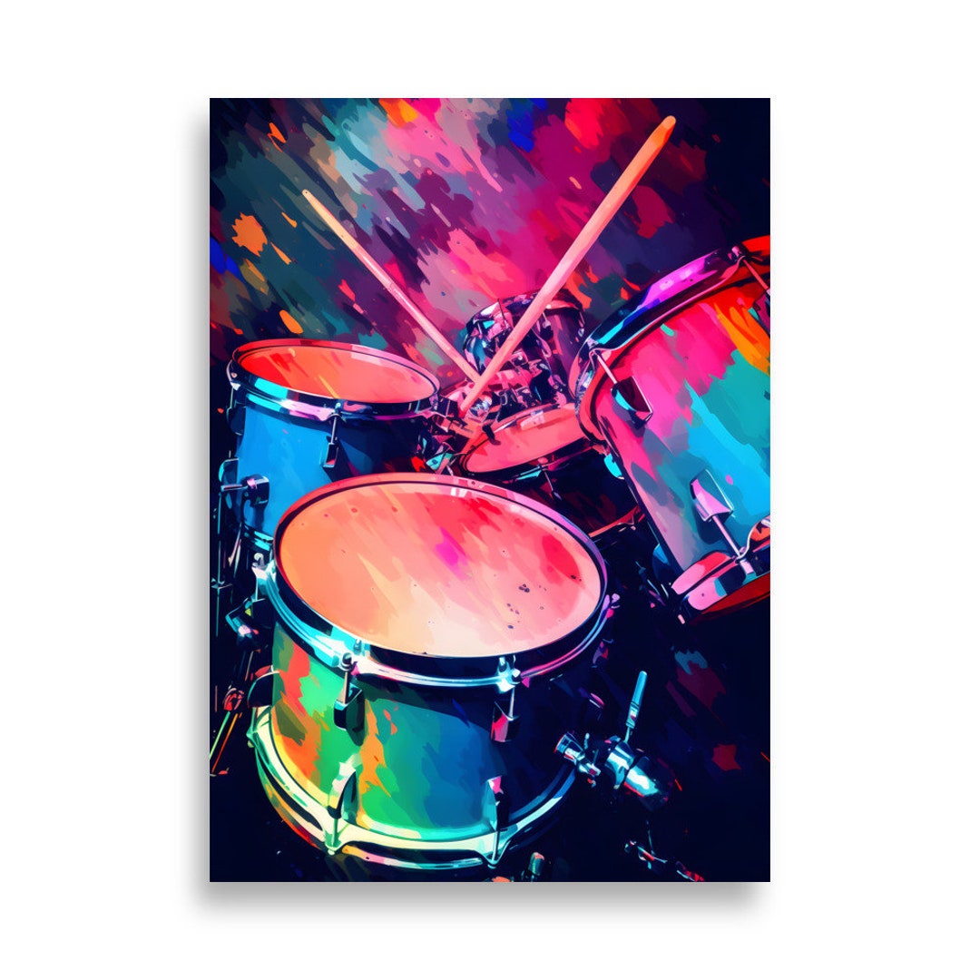 Drum Kit Poster Abstract Drum Kit Poster Drummer Wall - Etsy