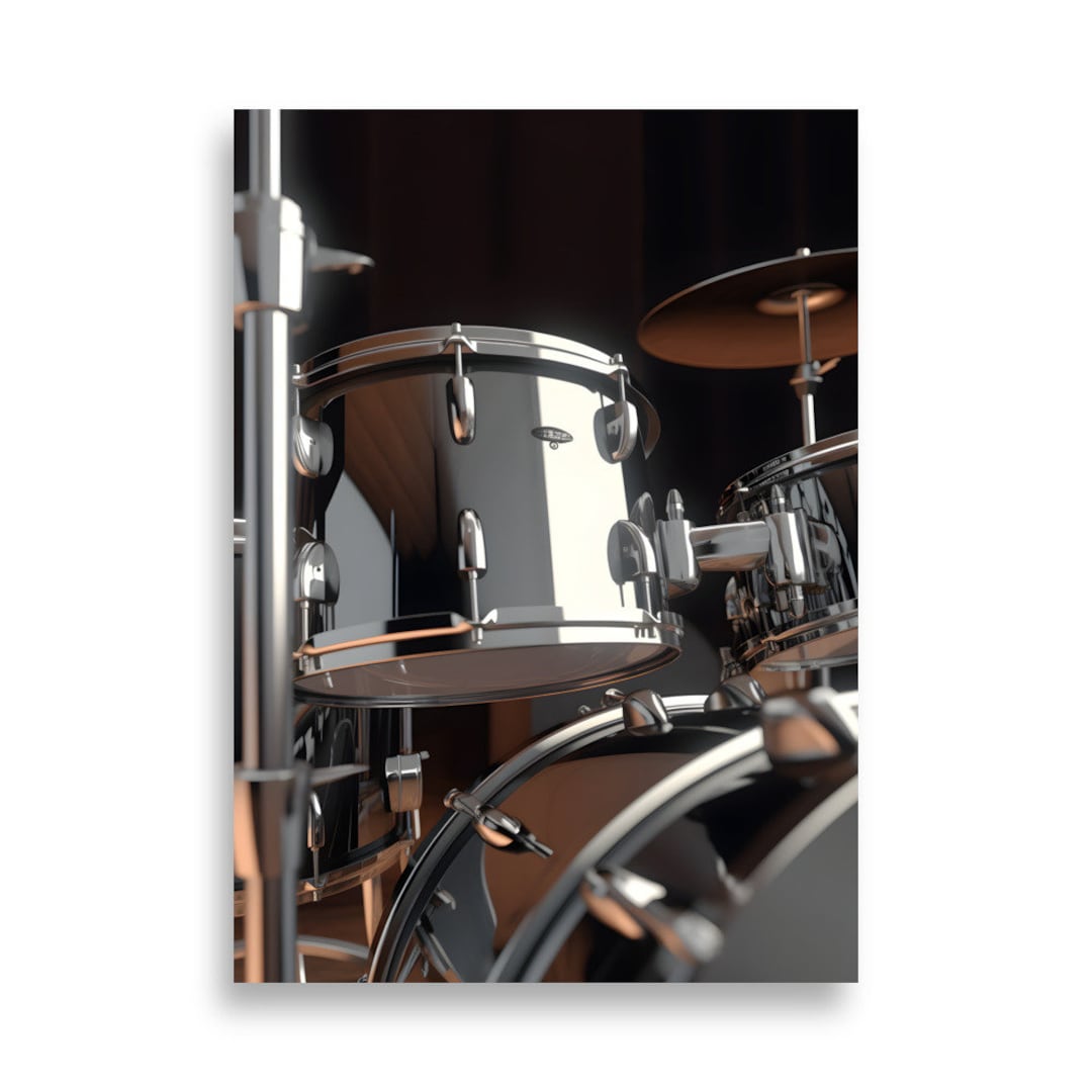 Drums Poster Minimalistic Drum Kit Poster Wall Art - Etsy