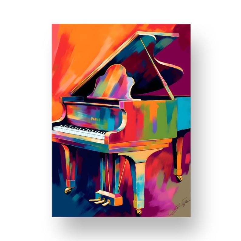 Piano Poster Abstract Piano Poster Art Colorful Wall Art High Quality ...