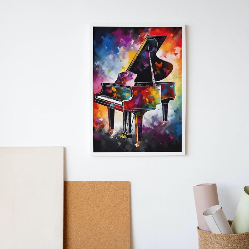 Piano Poster Abstract Piano Poster Art Colorful Wall Art High Quality ...