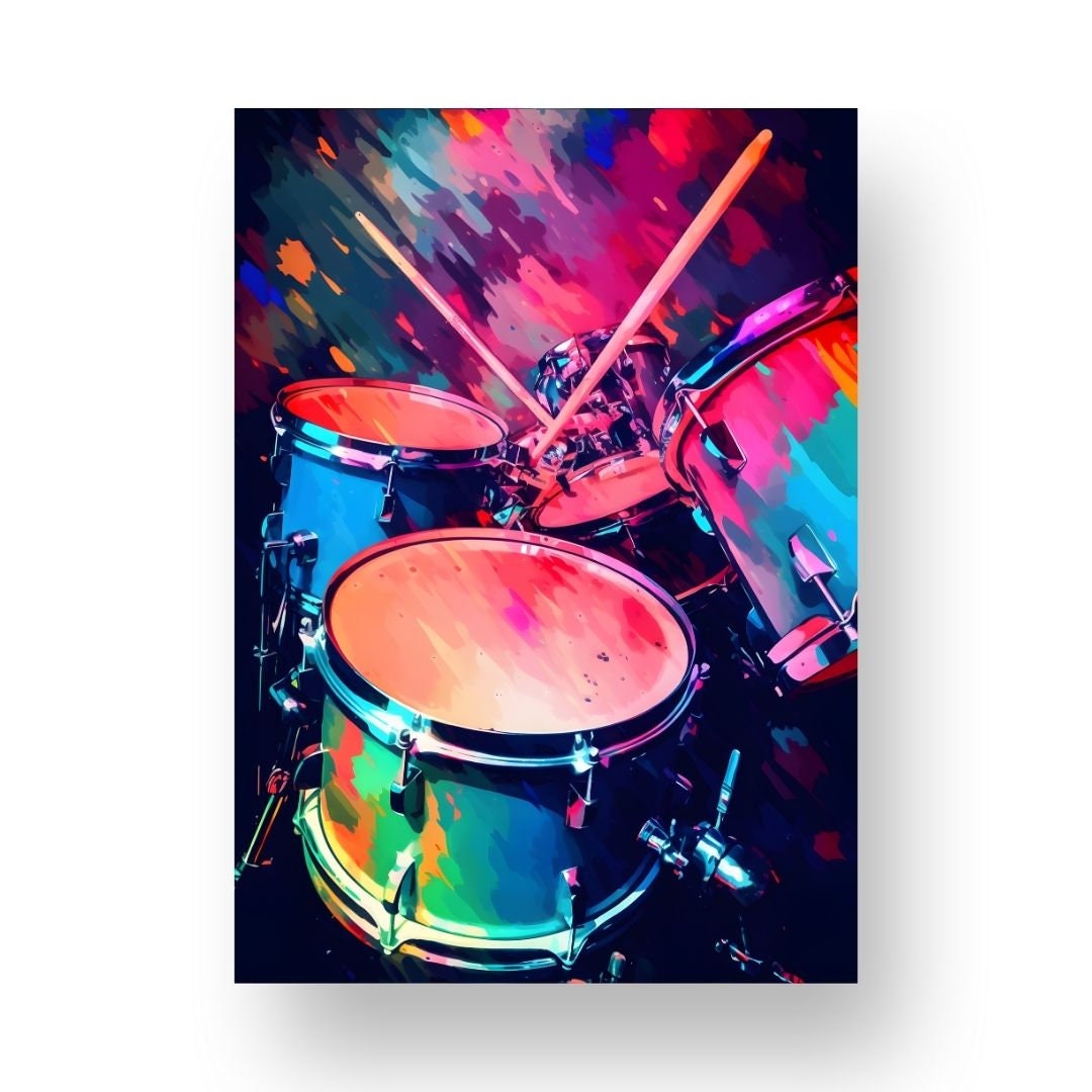 Drum Kit Poster Abstract Drum Kit Poster Drummer Wall Art Walldecor ...