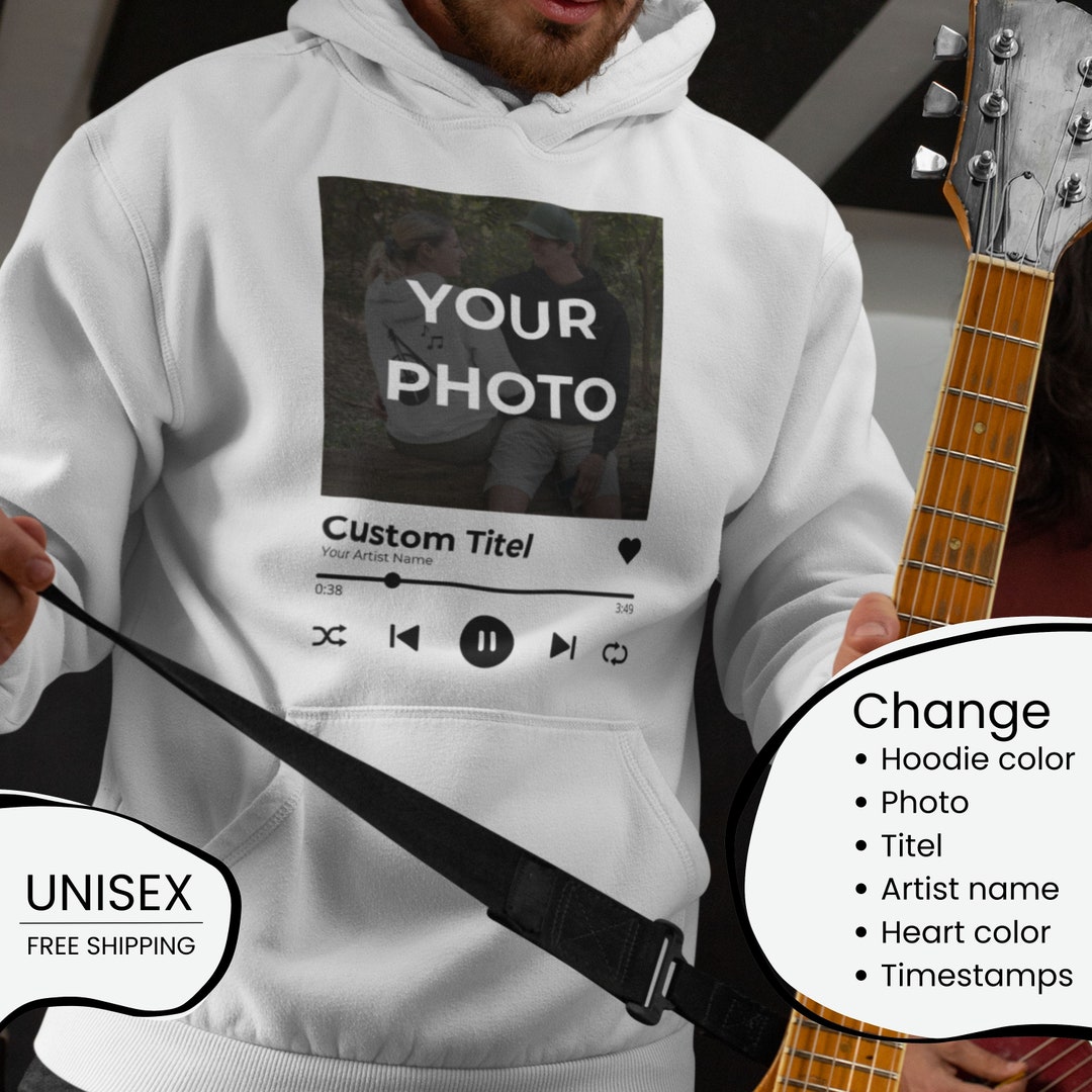 Custom Music Hoodie | Music Player Hoodie | Hoodie With Photo | Song ...