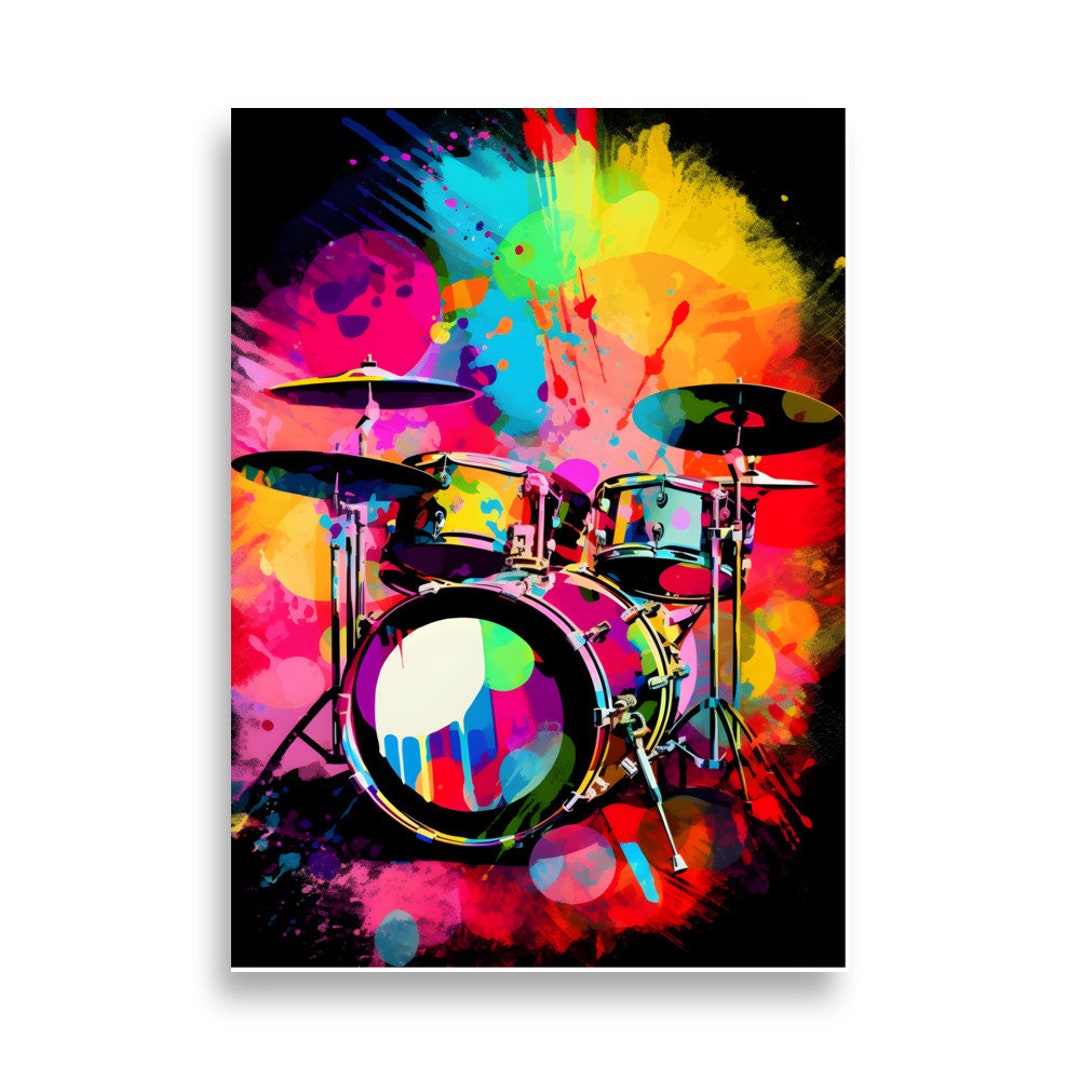 Drum Kit Poster Abstract Drum Kit Poster Drummer Wall - Etsy
