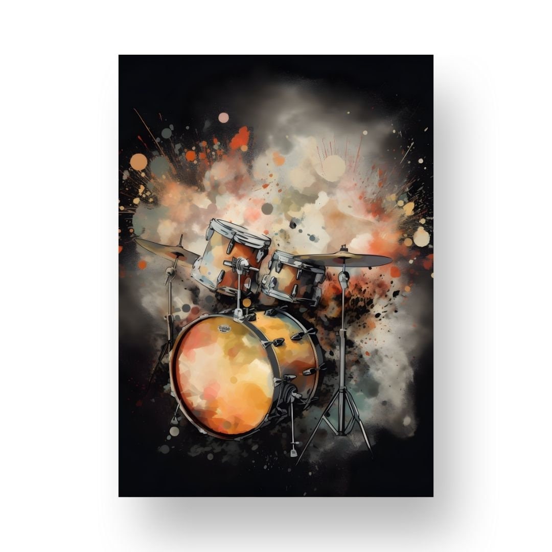 Drum Kit Poster Abstract Drum Kit Poster Drummer Wall Art Walldecor ...
