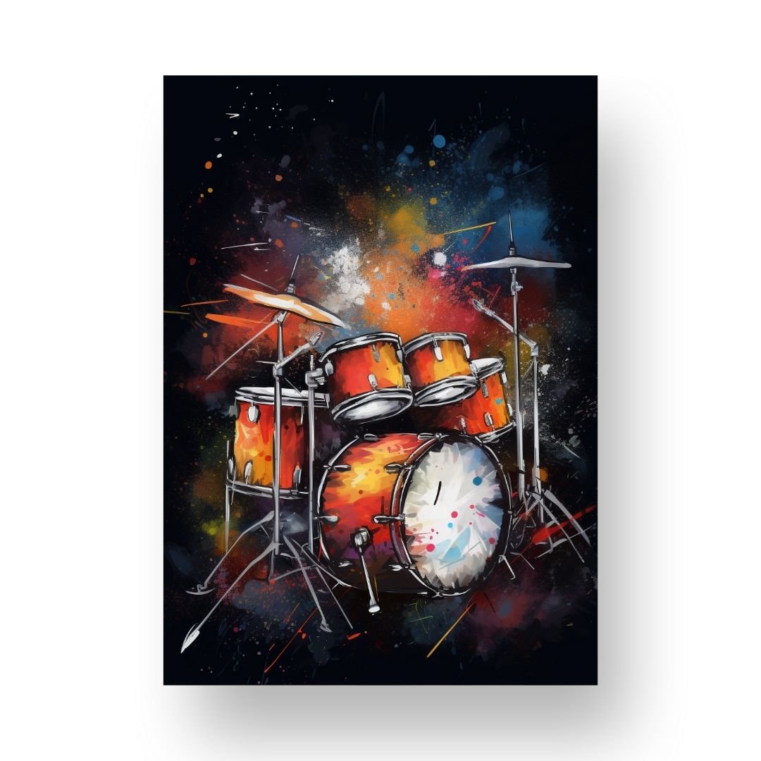 Drum Kit Poster Abstract Drum Kit Poster Drummer Wall Art Walldecor High Quality Poster Perfect ...