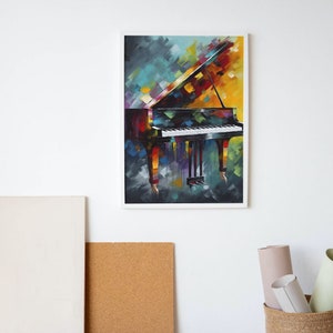 Piano Poster Abstract Piano Poster Art Colorful Wall Art High Quality ...