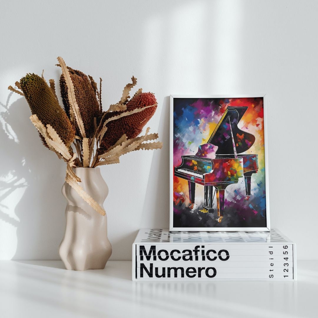 Piano Poster | Abstract Piano Poster Art | Colorful Wall Art | High ...
