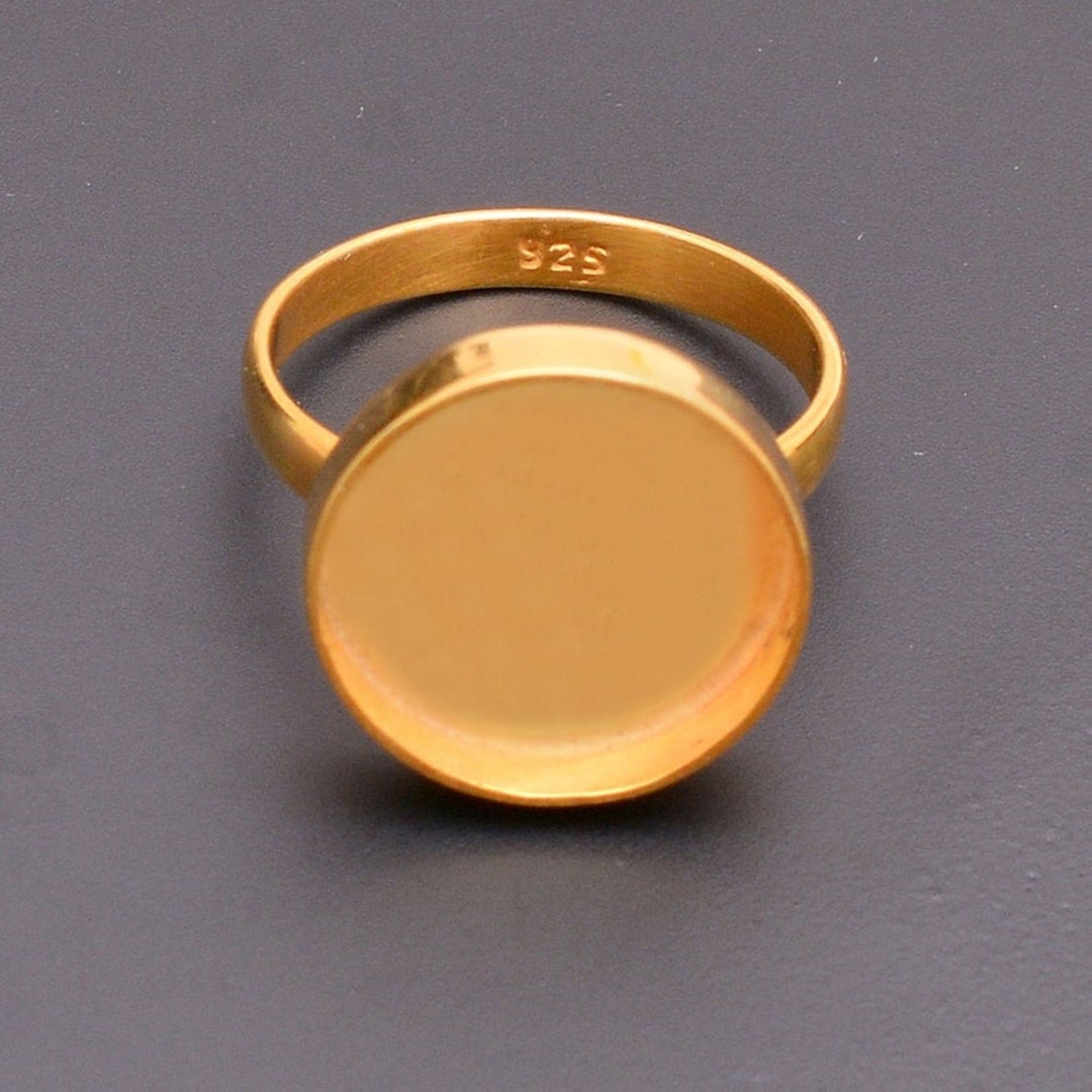 18k Gold Plated 925 Sterling Silver Round Ring Blank: DIY Jewelry ...