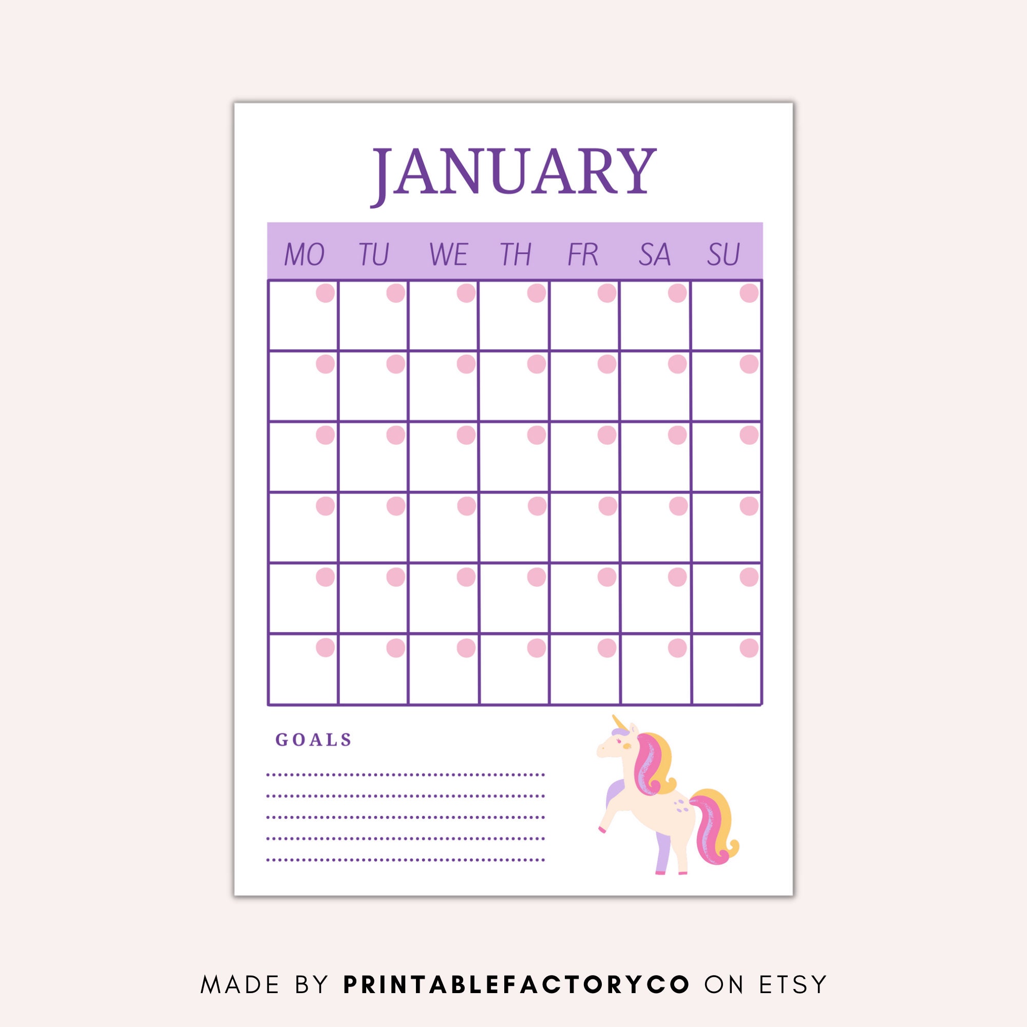 Unicorn Planner 2023 Calendar Page Daily/ Weekly/monthly - Etsy
