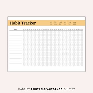 Monthly Habit Tracker, Landscape A4 and Letter Size, Instant Download ...
