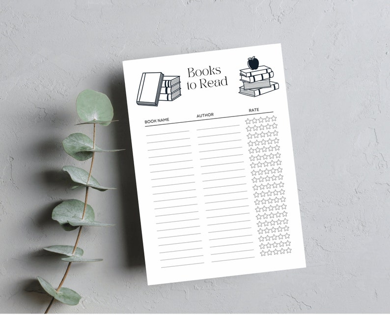 Illustrated Books to Read List Page, Printable PDF, A4/A5/ Us Letter ...