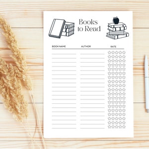 Illustrated Books to Read List Page, Printable PDF, A4/A5/ Us Letter ...
