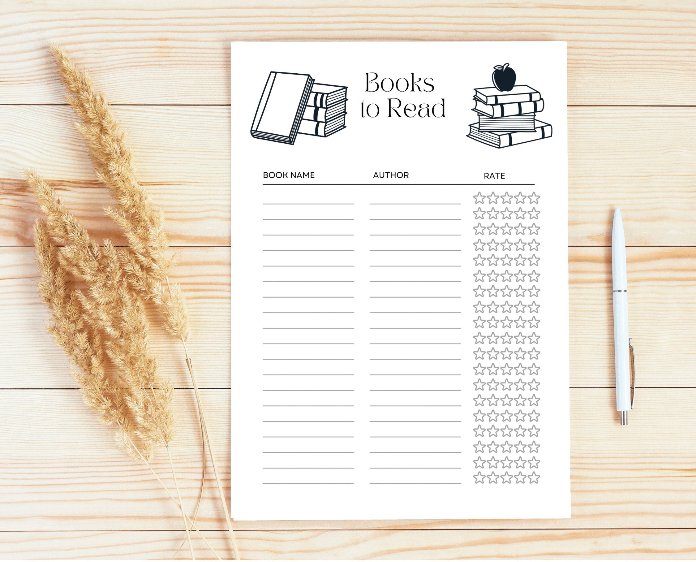 Illustrated Books to Read List Page, Printable PDF, A4/A5/ Us Letter ...