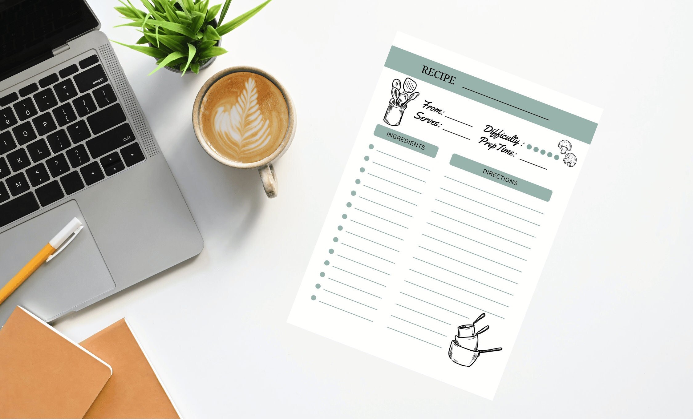 Printable Recipe Template, Recipe Card, Recipe Sheet, Instant Download ...