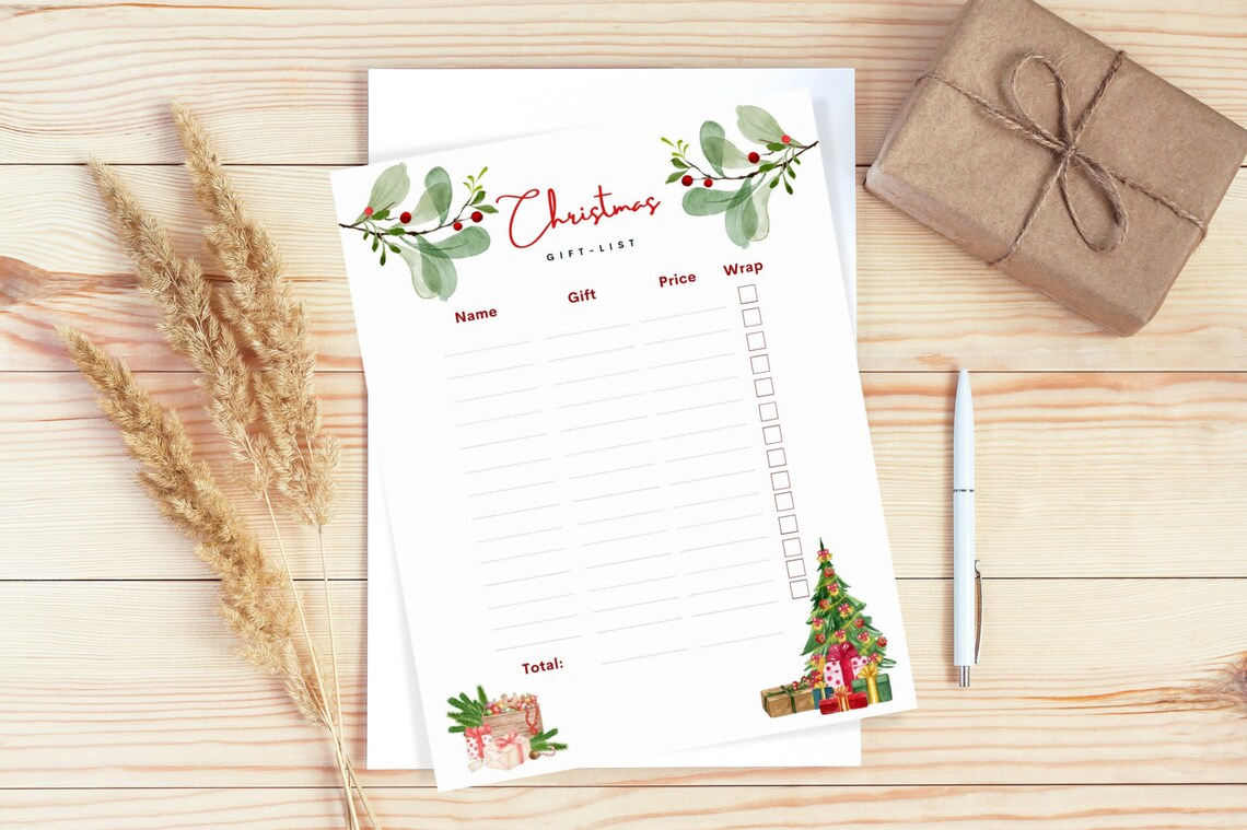 Christmas Gift List Printable PDF Gift List (Instant Download) - Etsy