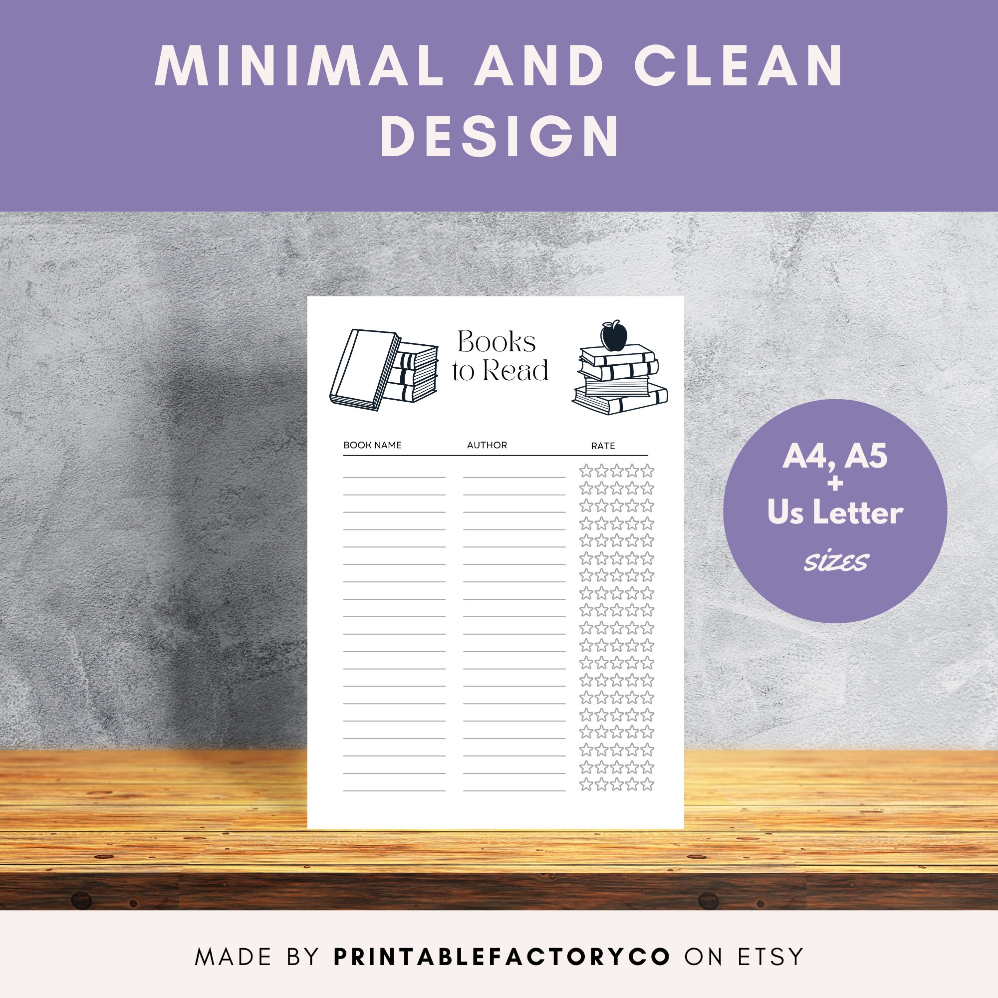 Illustrated Books to Read List Page, Printable PDF, A4/A5/ Us Letter ...