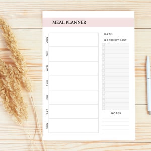 Printable Weekly Meal Planner & Grocery List, Instant Download, A4, Us ...
