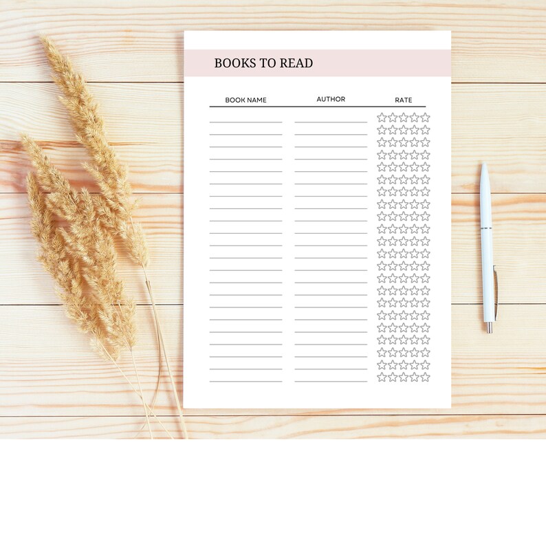 Books to Read List Page, Printable PDF, A4/A5/ Us Letter Size, Instant ...