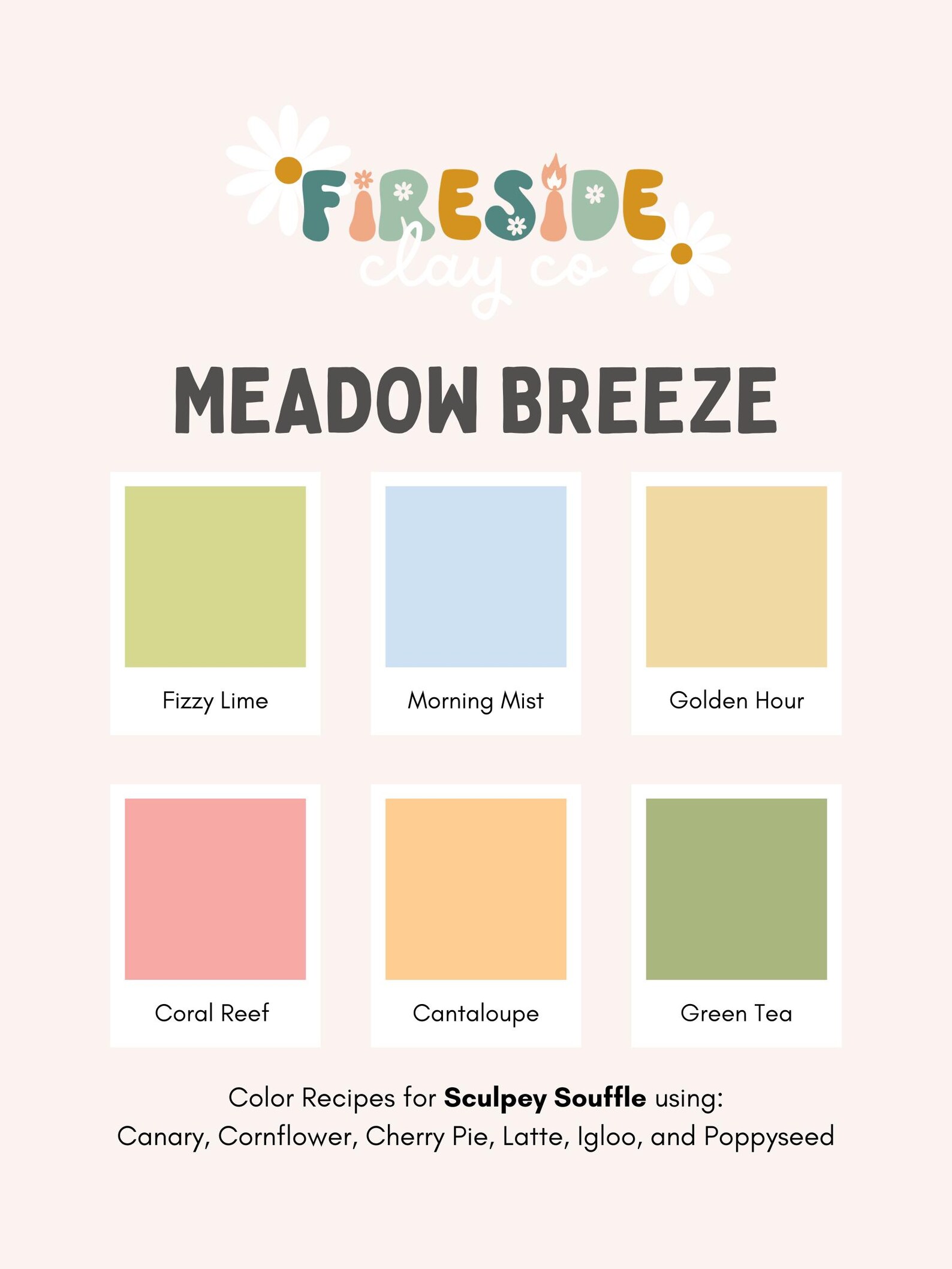 Meadow Breeze Clay Color Recipes | Spring & Summer Pastel Polymer Clay ...