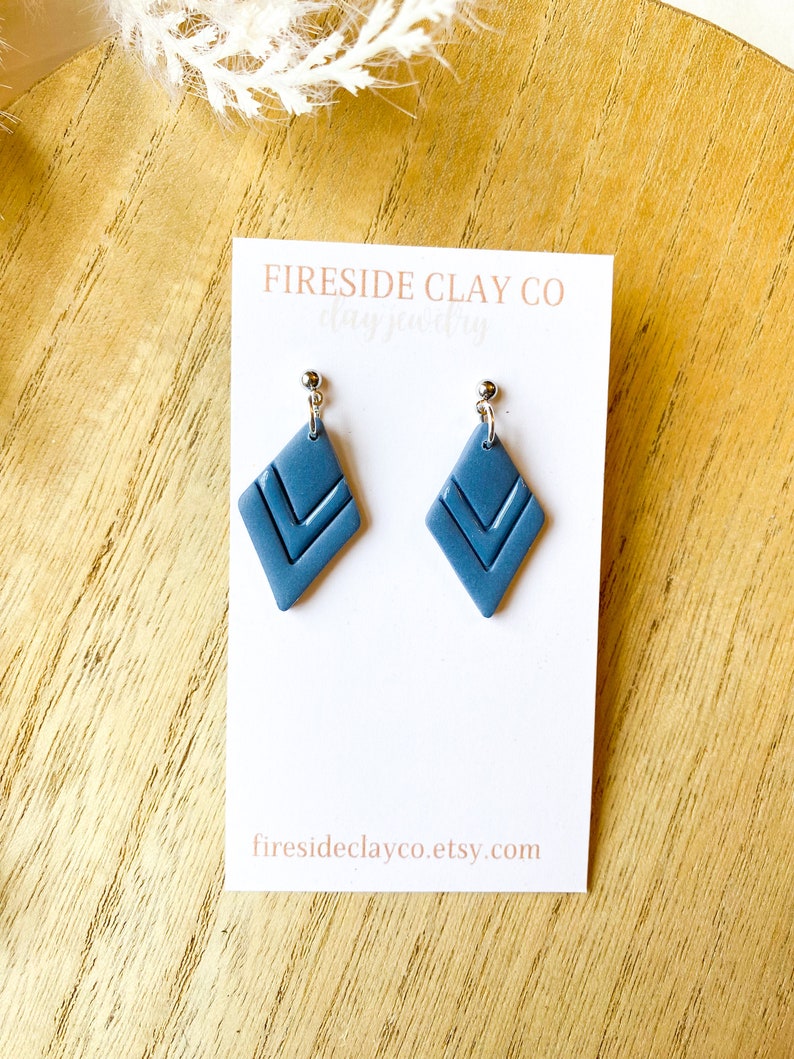 Handmade Polymer Clay Cute Soft Slate Blue Statement Resin Detail ...