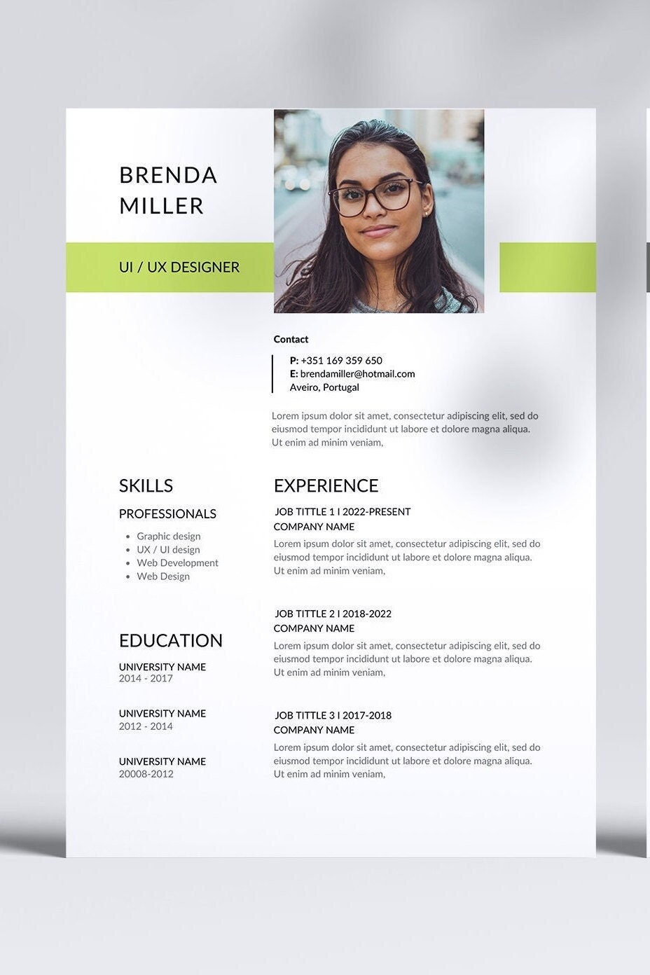 Professional Resume Template Cv and Cover Letter Modern Minimal - Etsy