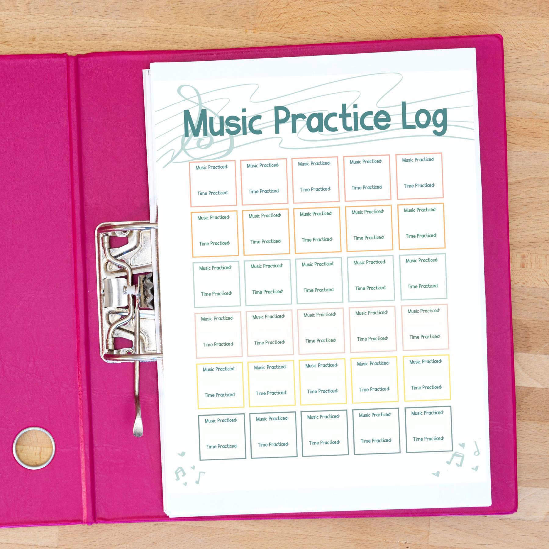 Music Practice Log | Piano Practice Chart, Violin Practice Chart ...