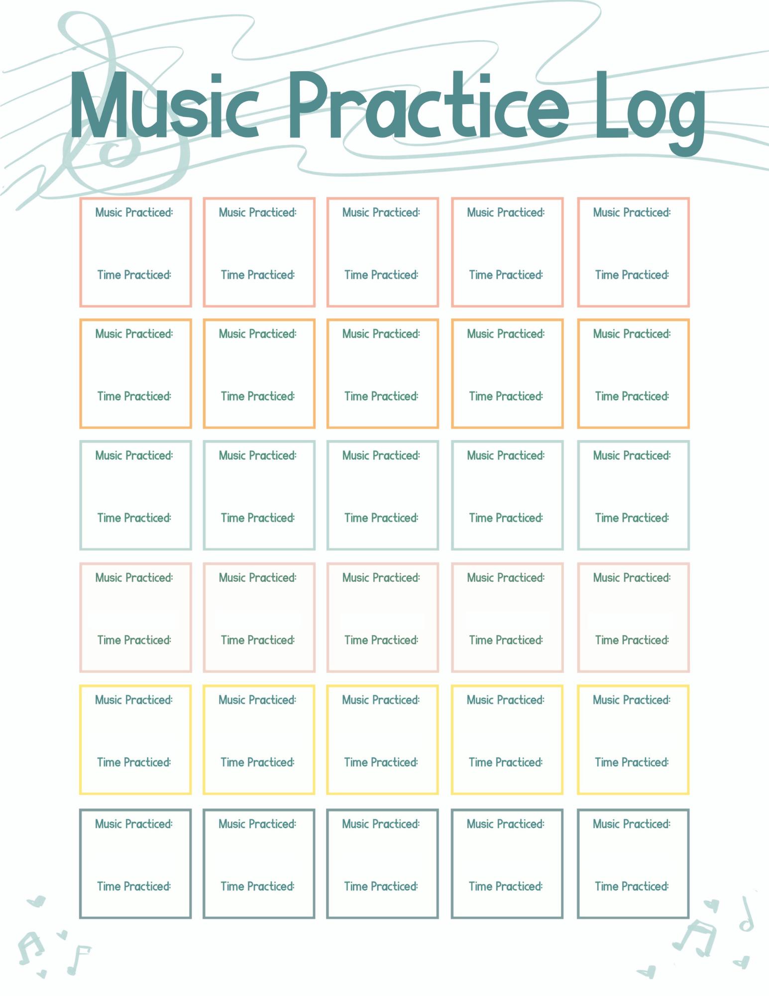 Music Practice Log | Piano Practice Chart, Violin Practice Chart ...