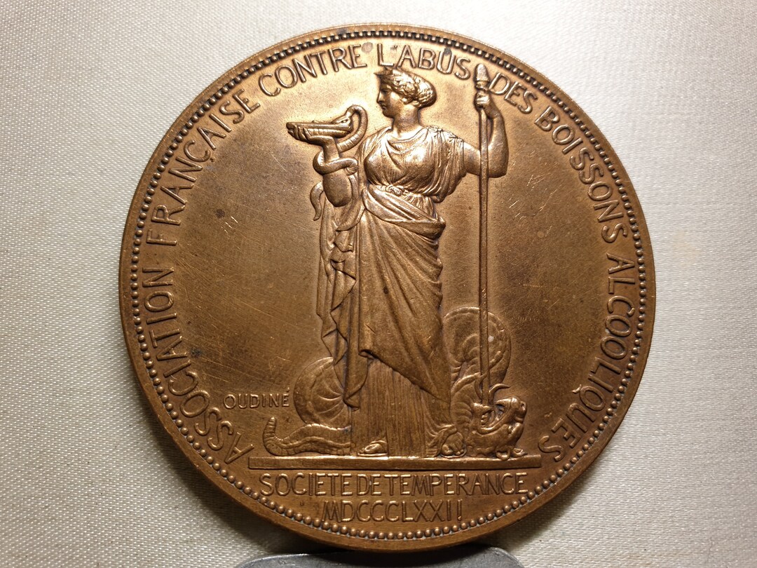 French Award Bronze Medal Against Abuse Alcohol Alcoholism by Oudiné ...