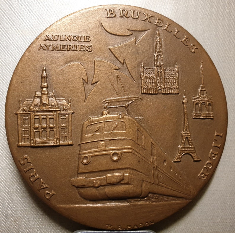 Railways Aulnoye Medaille Trains French Art Medal Paris Bruxelles Liege ...