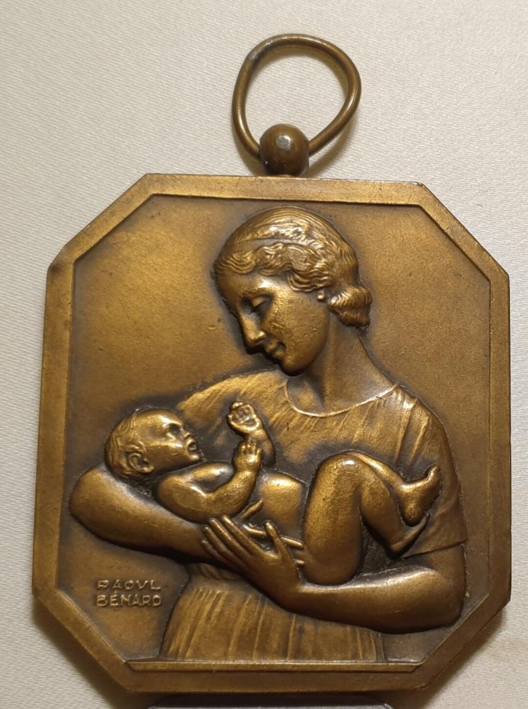 1939 Rare Birth Art Deco Medal Plaque French Bronze 57mm Pendant by ...