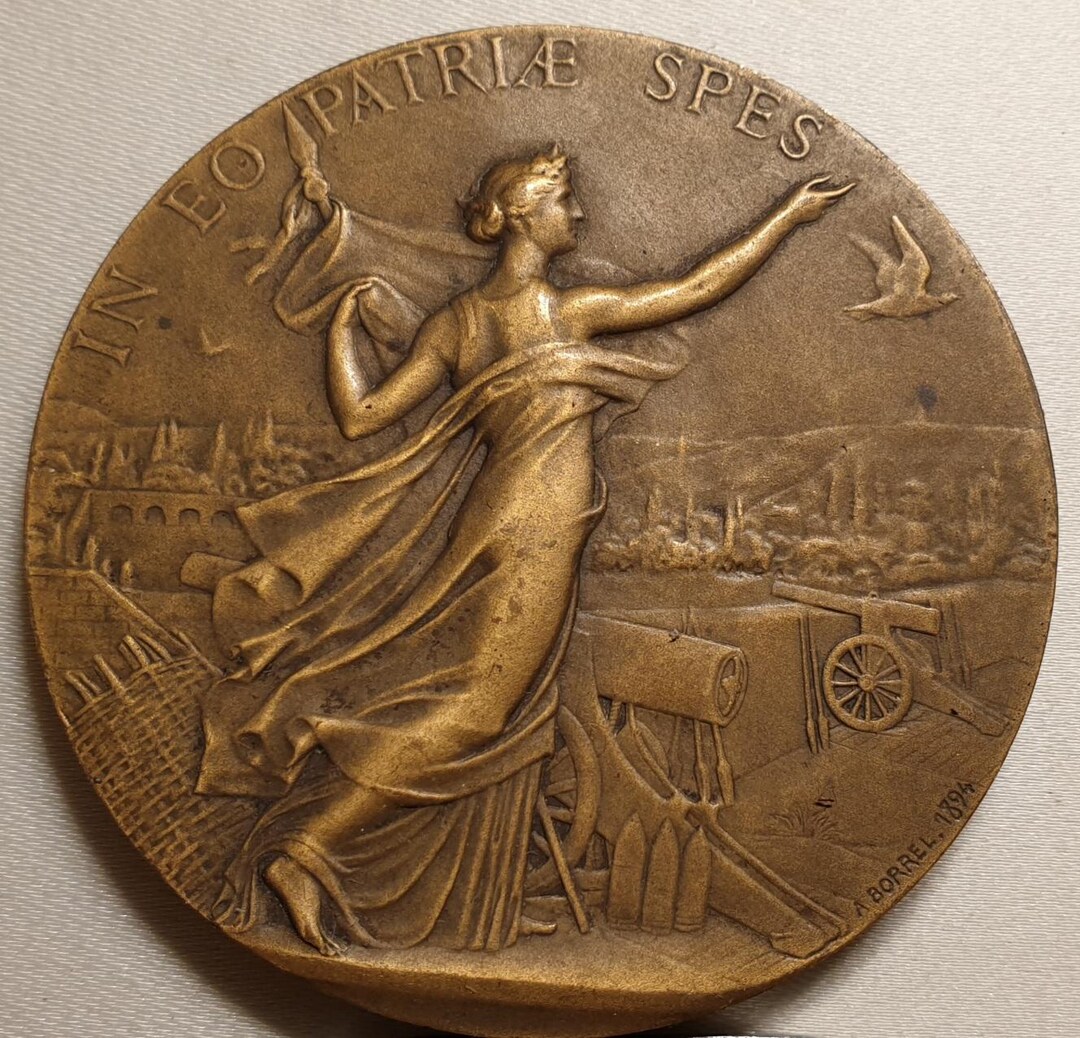 1894 Woman Throwing Pigeon Racing French 50mm Award Bronze Art Medal by ...