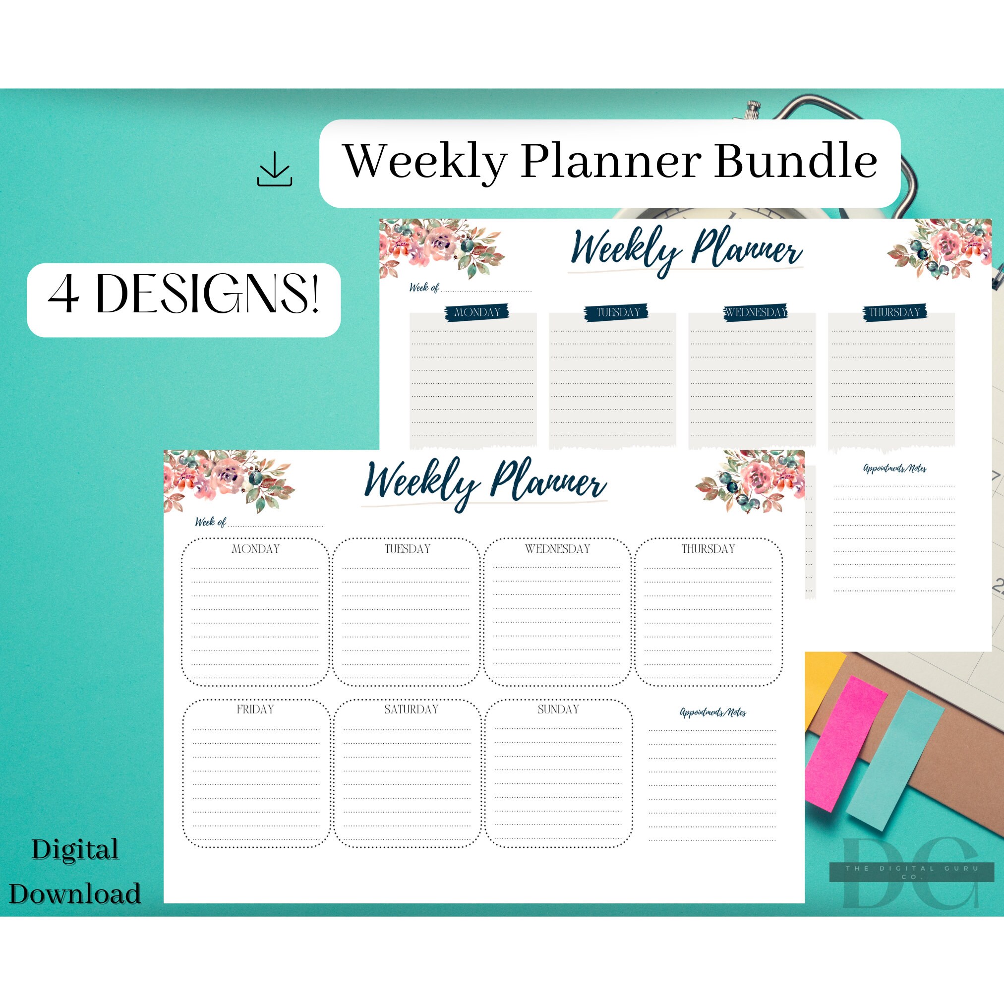 Weekly Planner Printable Digital Download A4, A5 Size - Etsy