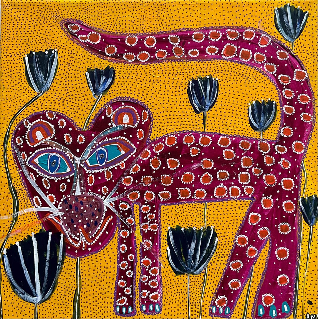 Spotty Panther on Yellow Original Contemporary Artwork Original ...
