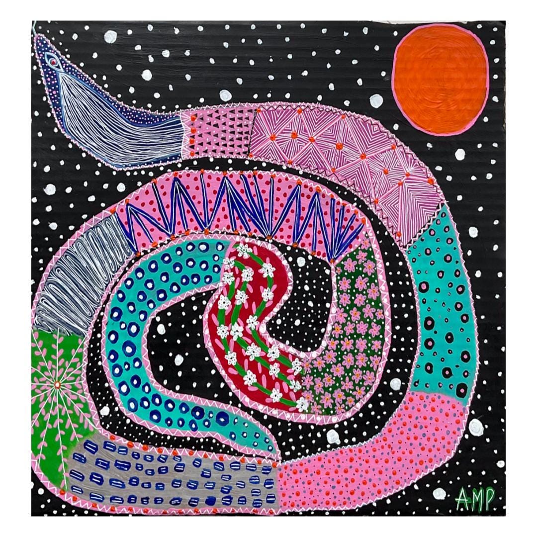 Abstract Snake Painting, Colorful Acrylic Wall Art, Modern Home Decor ...