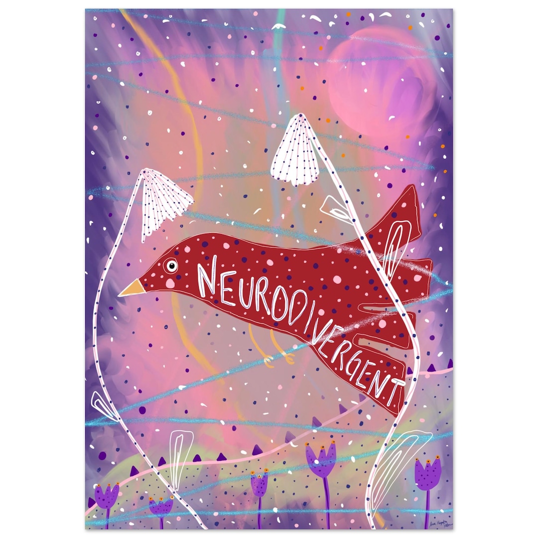Neurodivergent Bird Print Colorful Wall Art Autistic Artist - Etsy