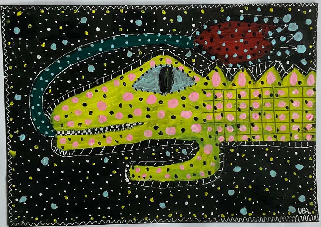 Yellow Spotty Crocodile. Original Contemporary Artwork by Anna ...